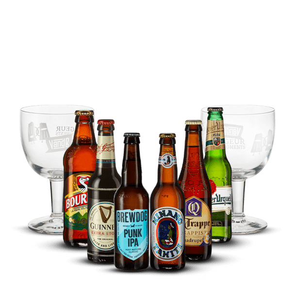 Pack 6 Bières du monde + 2 Verres